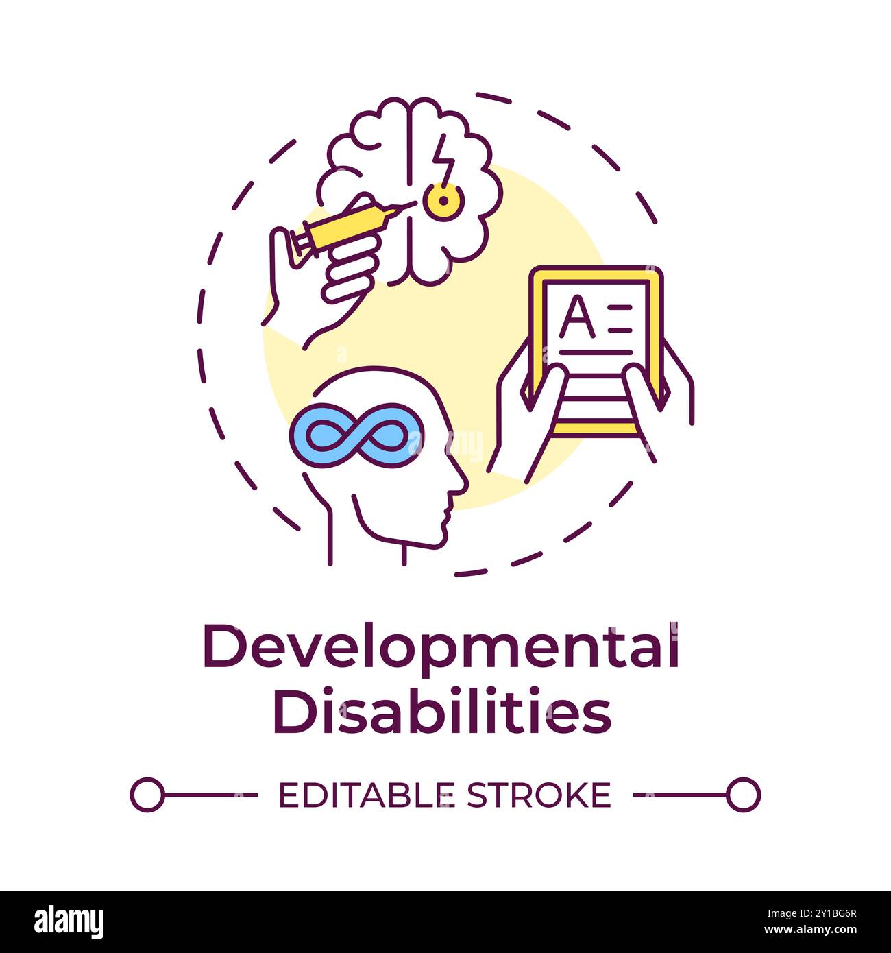 Developmental disabilities multi color concept icon Stock Vector Image ...