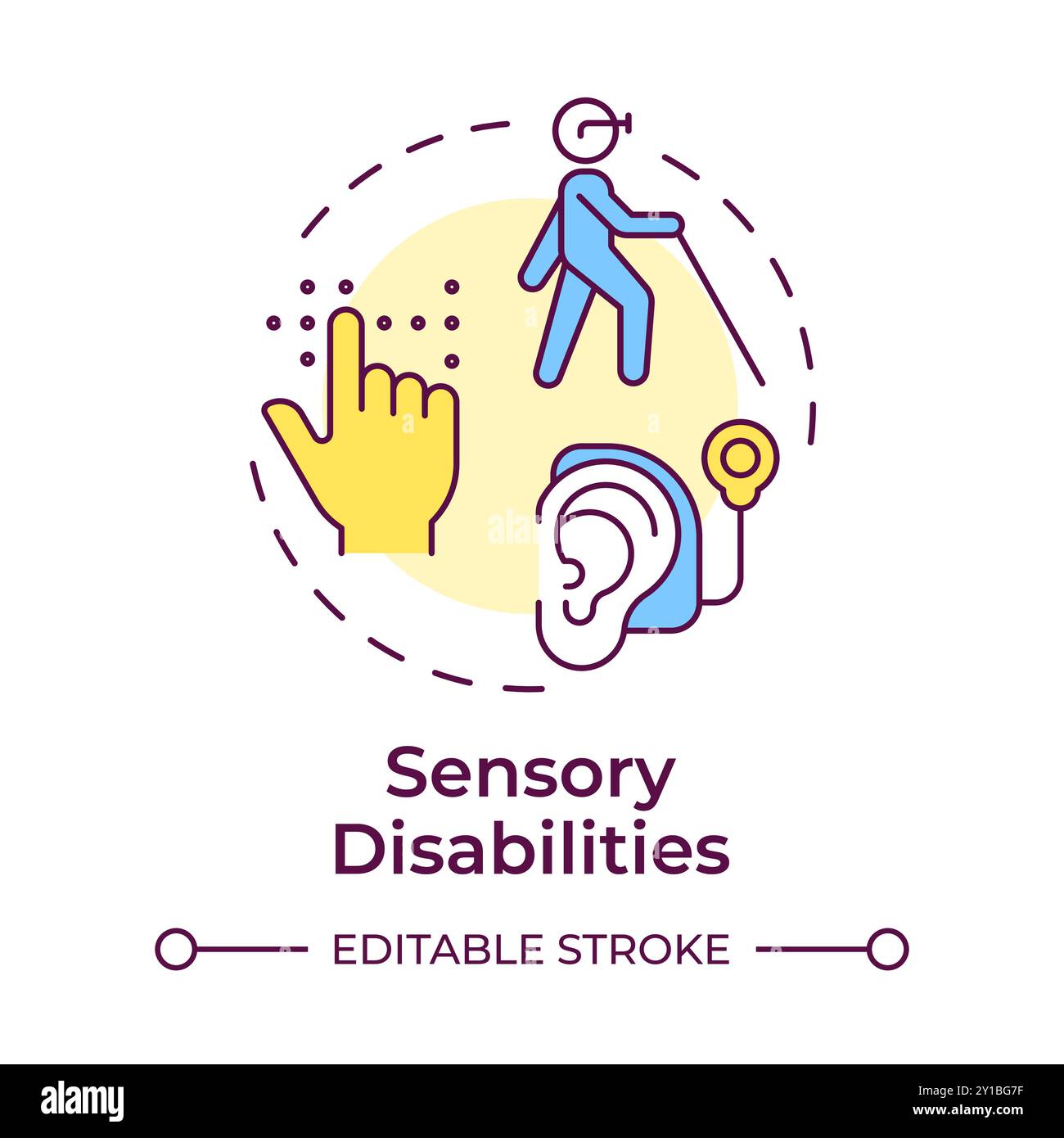 Sensory disabilities multi color concept icon Stock Vector Image & Art - Alamy