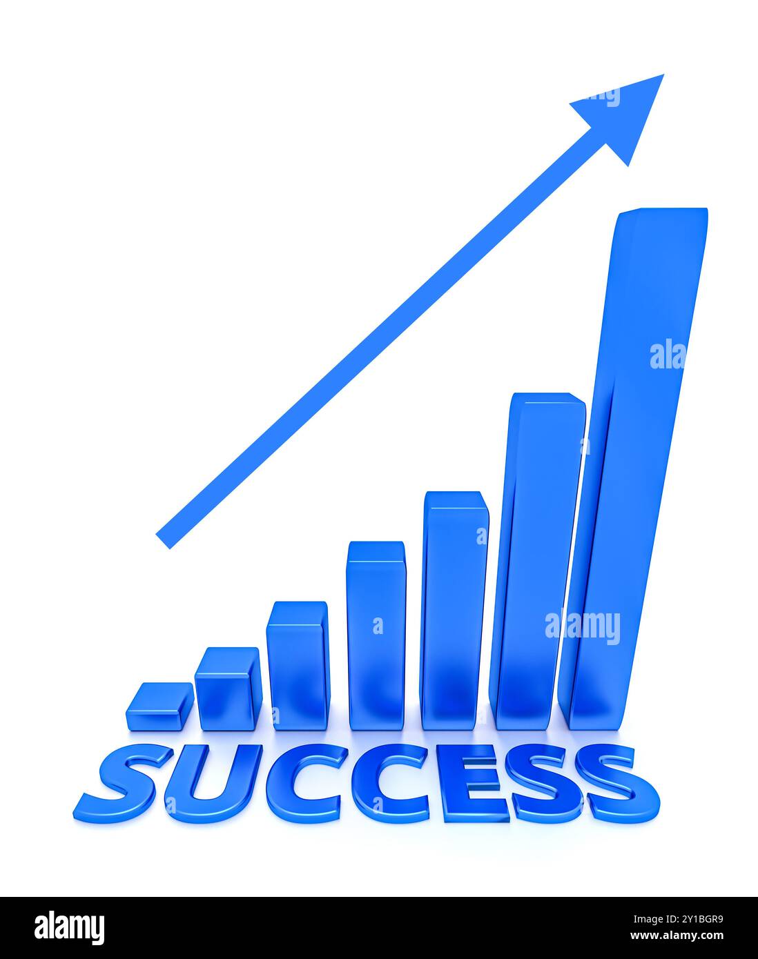 Illustration of diagram with the growing progress and word SUCCESS and ...