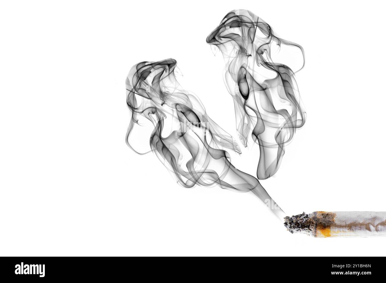 Smoke forms unique shapes near a cigarette, highlighting the visual ...