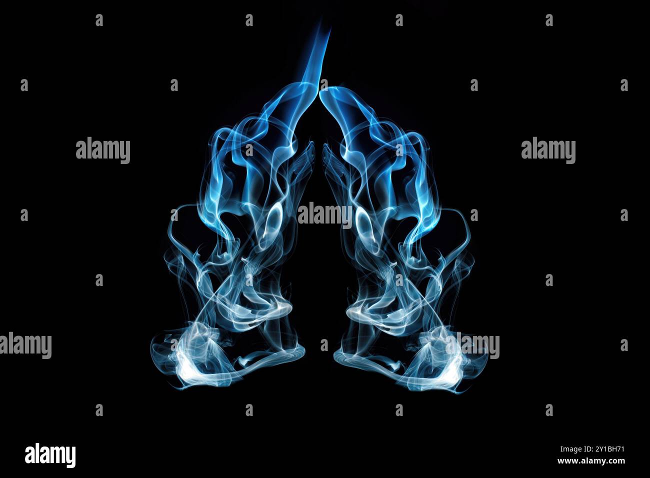 Blue smoke shaped like lungs, set against a black background. Creative ...