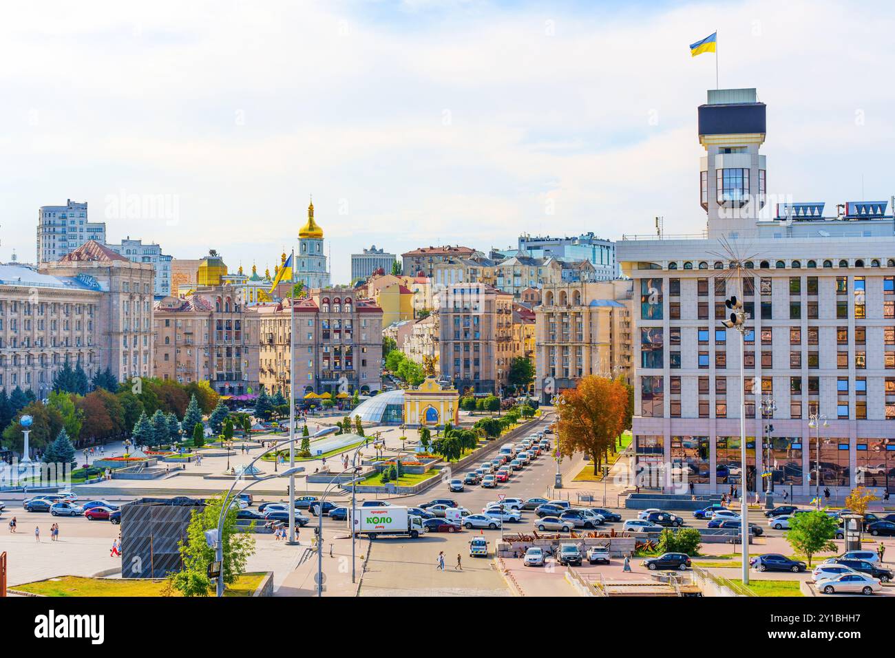Scenic view of Independence Square featuring historic buildings, modern ...