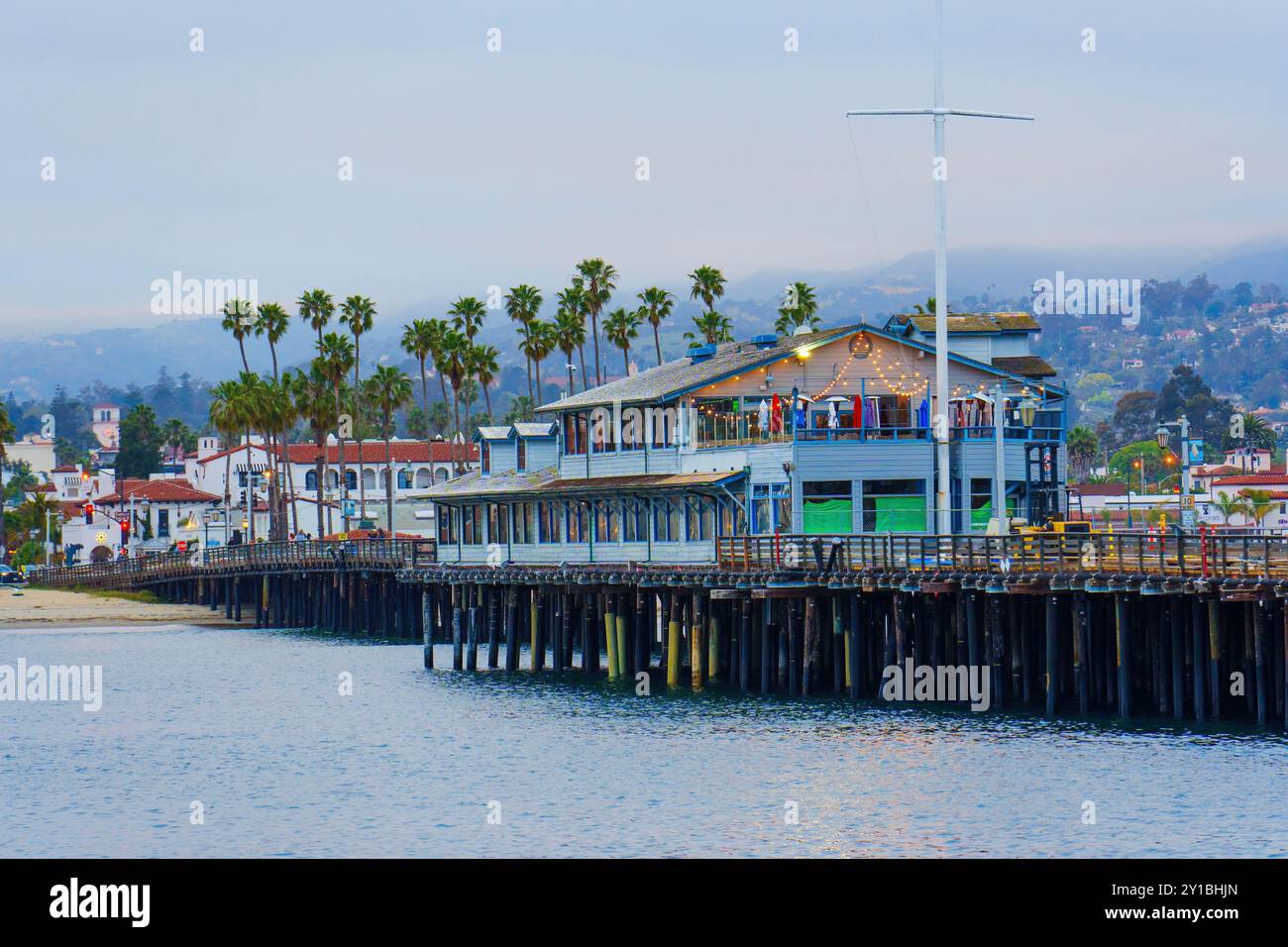 Santa Barbara, California - April 20, 2024: Building on Stearns Wharf ...