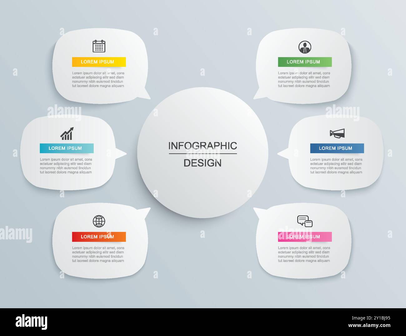 Infographics bubble data with 6 number template. Illustration business ...