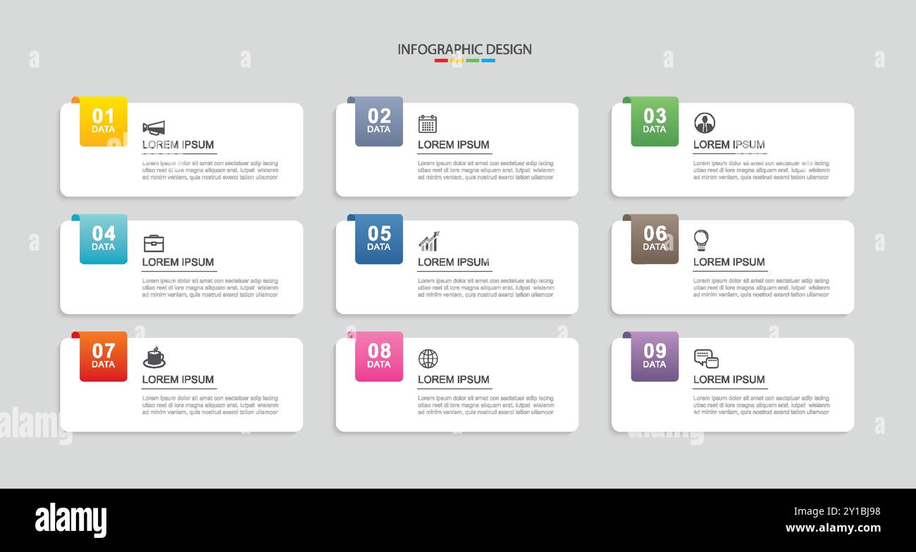 9 data infographics tab paper index template. Illustration business ...