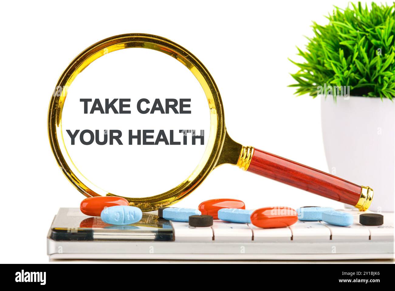 TAKE CARE YOUR HEALTH written an inscription on a light background was ...