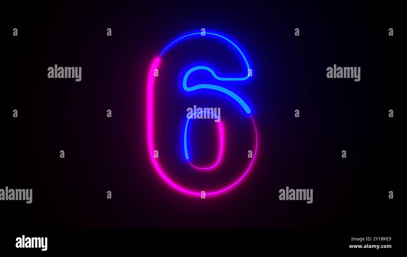 Neon number six on dark background. 3D illustration Stock Photo - Alamy