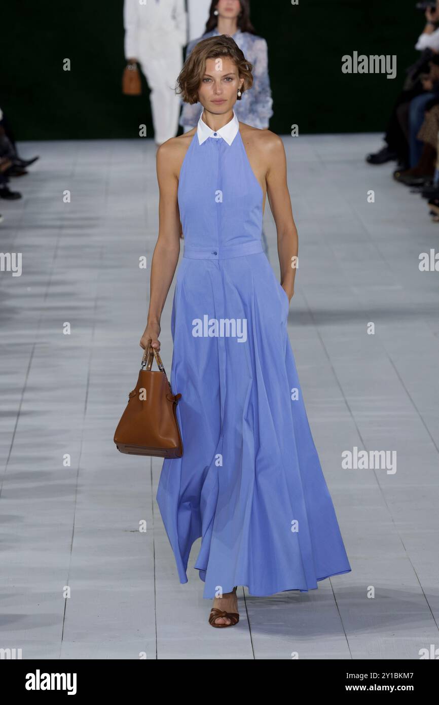 New York, USA. 05th Sep, 2024. A model walks on the runway at the Ralph ...