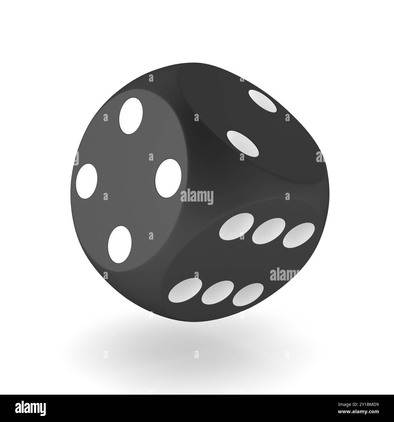 Black die on white background. Isolated 3D illustration Stock Photo - Alamy