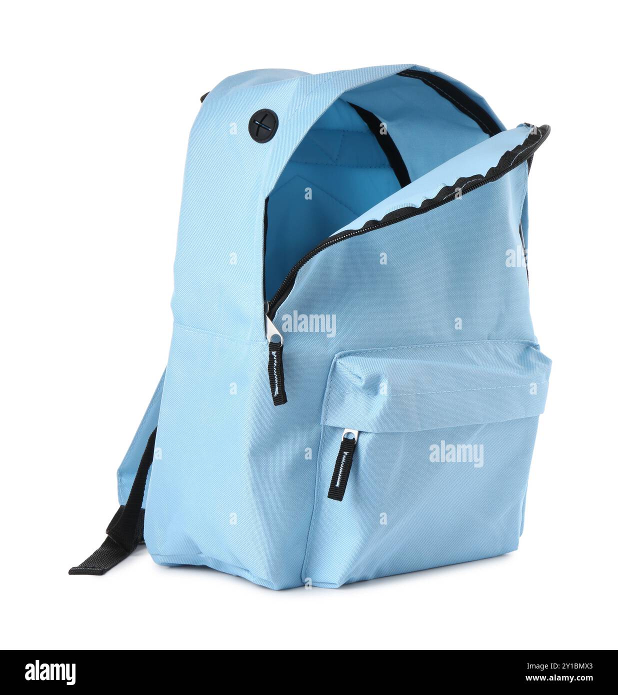 Stylish light blue backpack isolated on white Stock Photo - Alamy