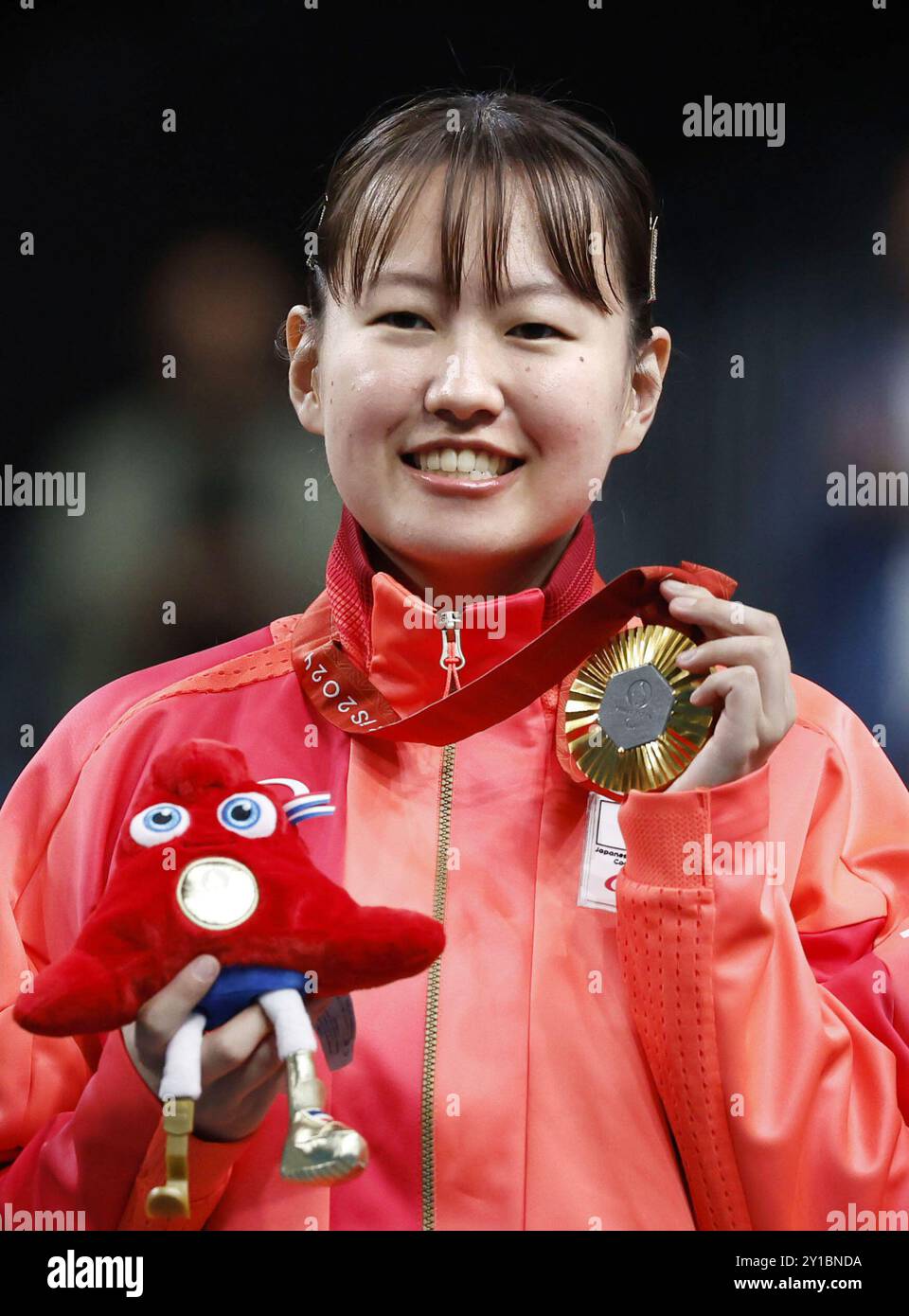 Natsuki Wada of Japan poses with her gold medal in the women's table ...