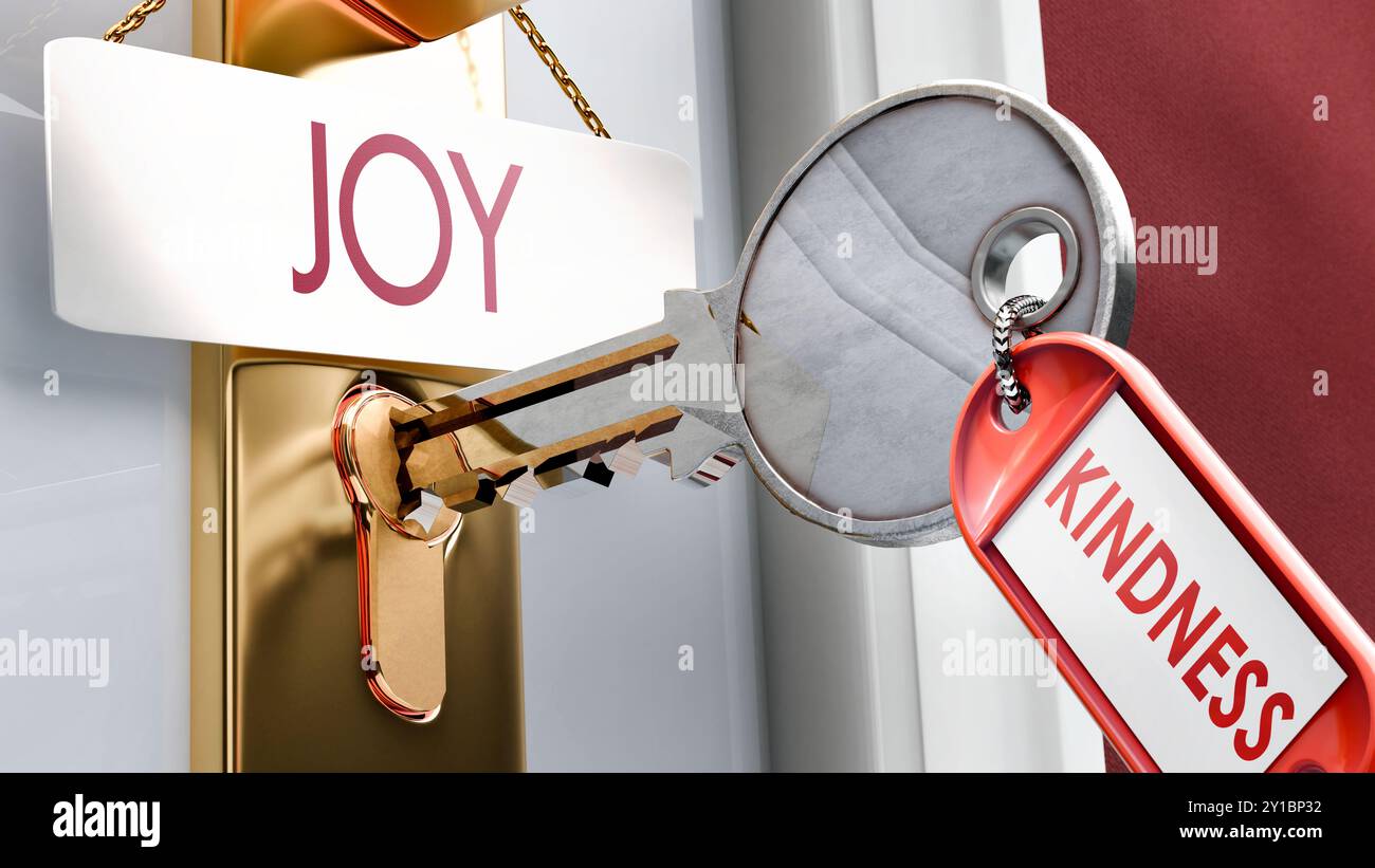 Kindness leads to Joy - it's a key to unlock joy. A door key metaphor ...