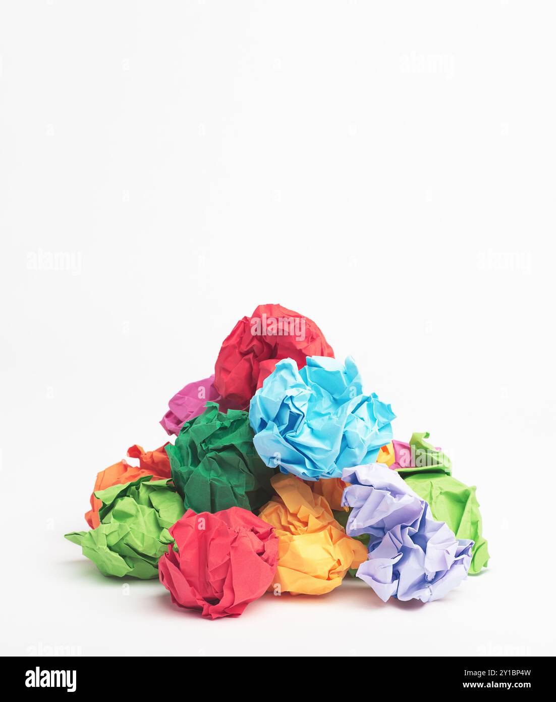 Colorful, paper or trash with recycle material for dirt, disposal or ...