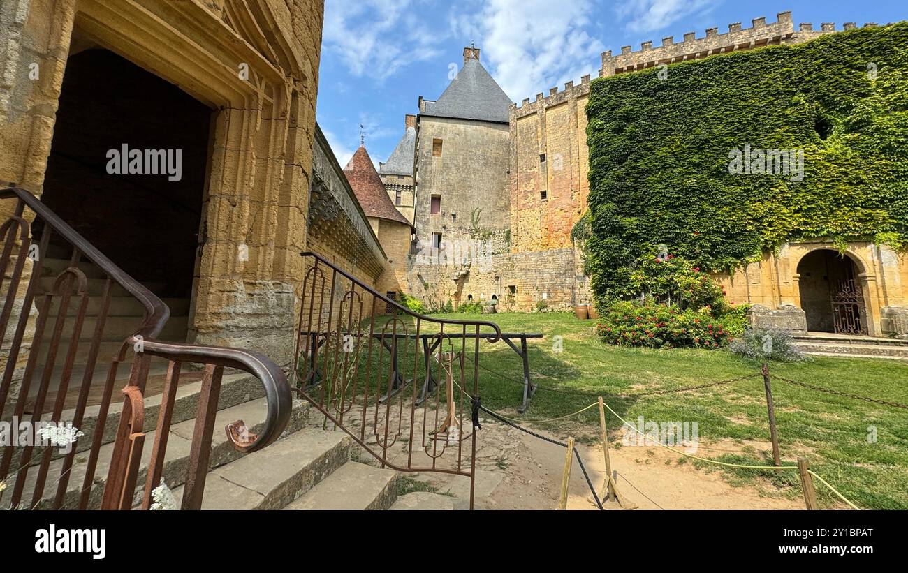 Facade of Biron castle in France Stock Photo - Alamy