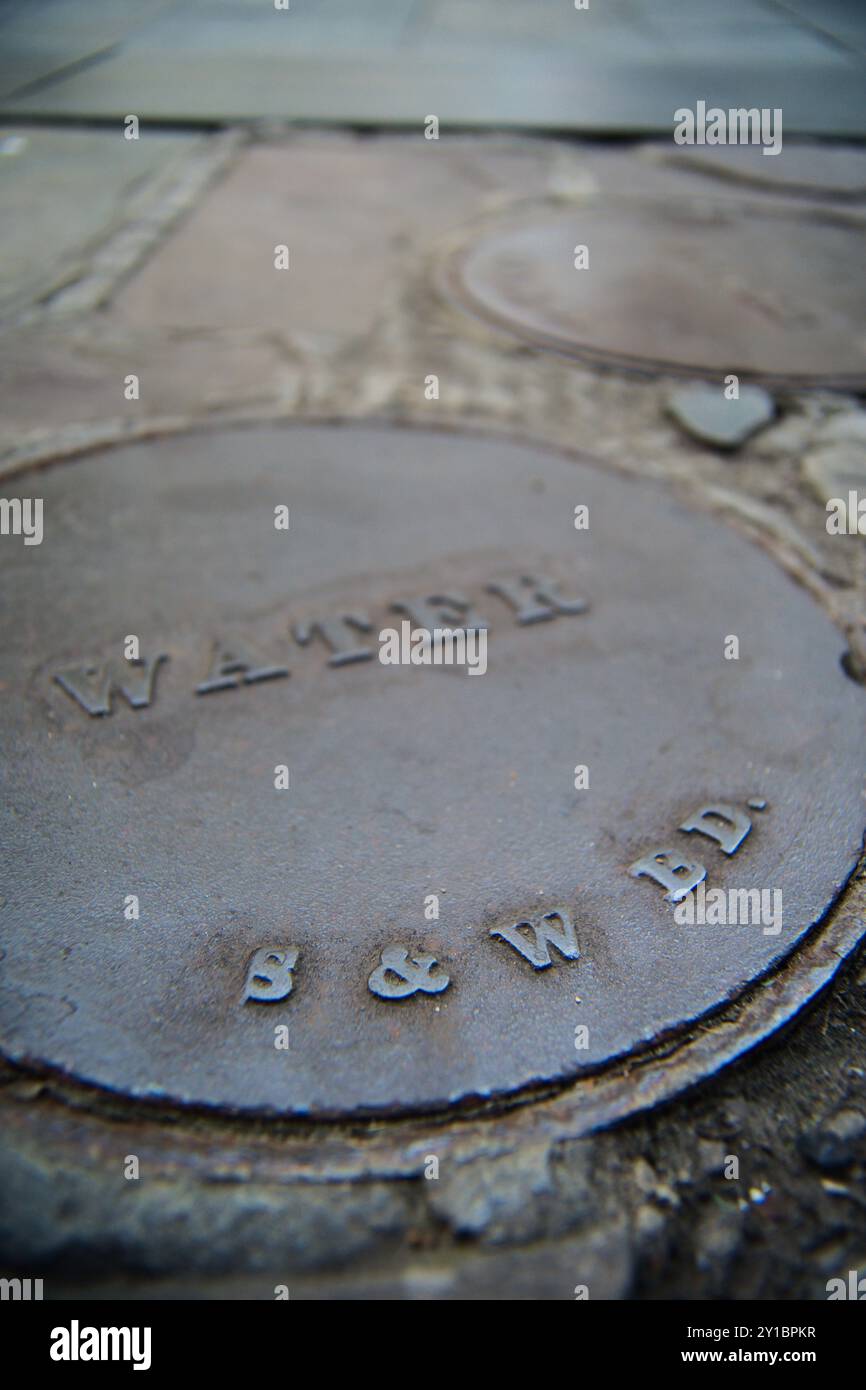 Closeup of a Sewage and Water Board water meter cover in New Orleans ...