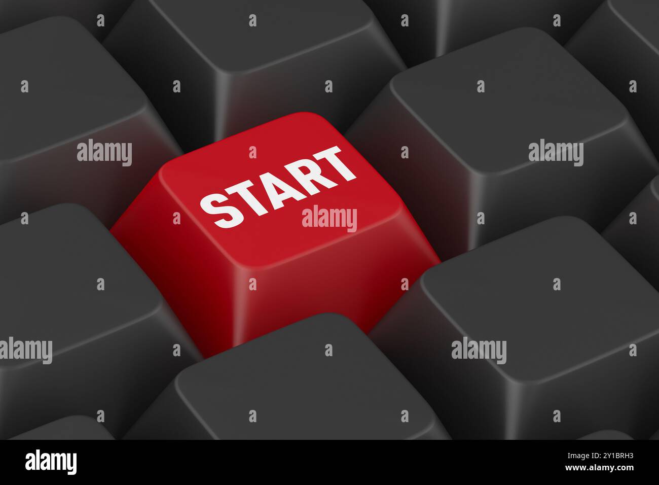 Red push button with text start. 3D illustration Stock Photo - Alamy