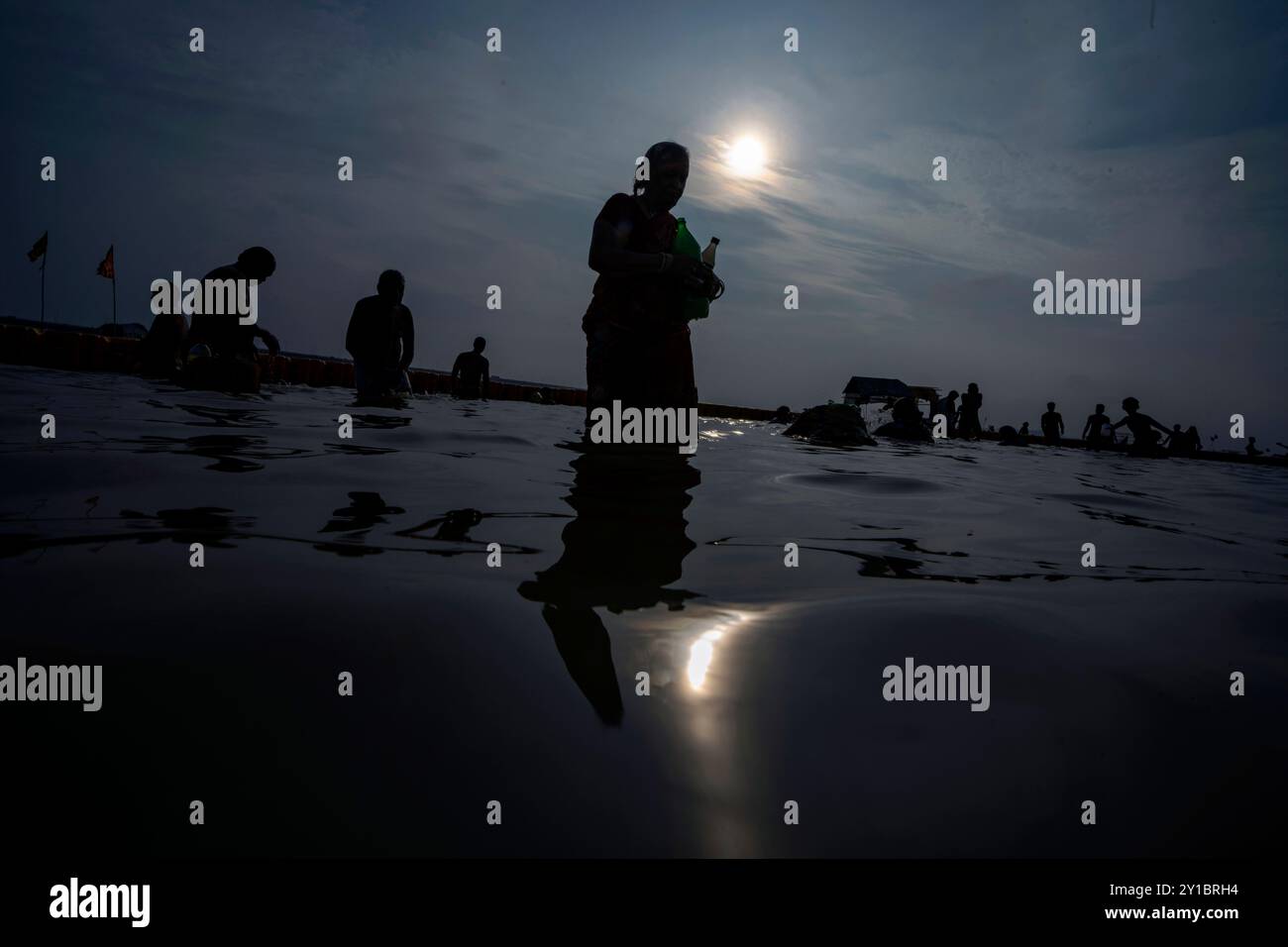 Hindu devotees holy dips during Teej festival, at Sangam, the ...