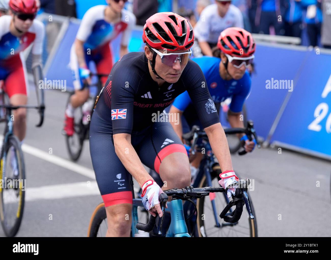 Great Britain's Sarah Storey at the start of the Women's C4-5 Road Race ...