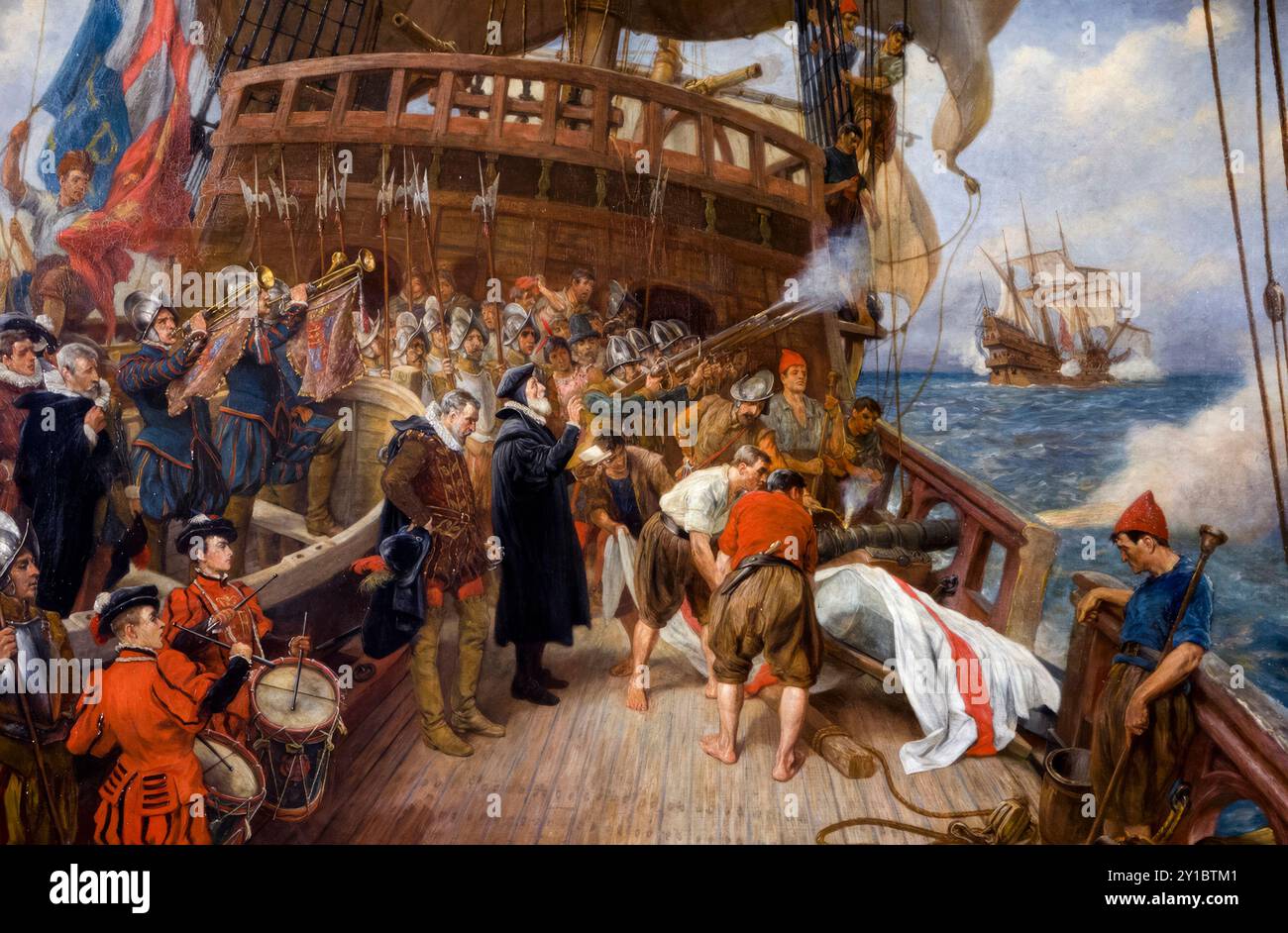 Burial of Admiral Drake (Sir Francis Drake, c.1540-1596) at sea ...