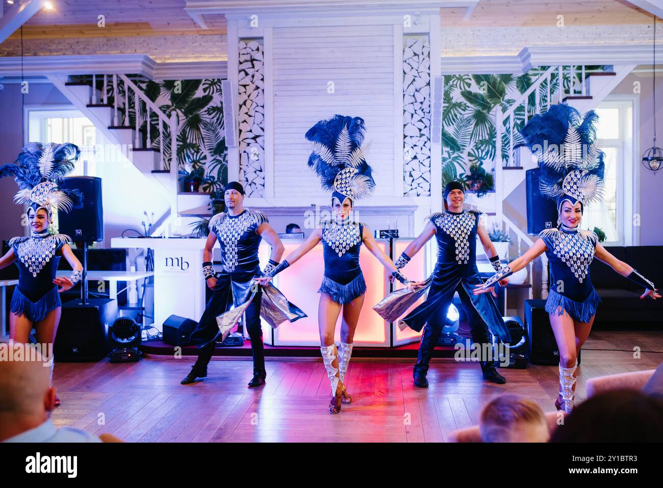 performance of a show-ballet of a dance group of actors in bright ...