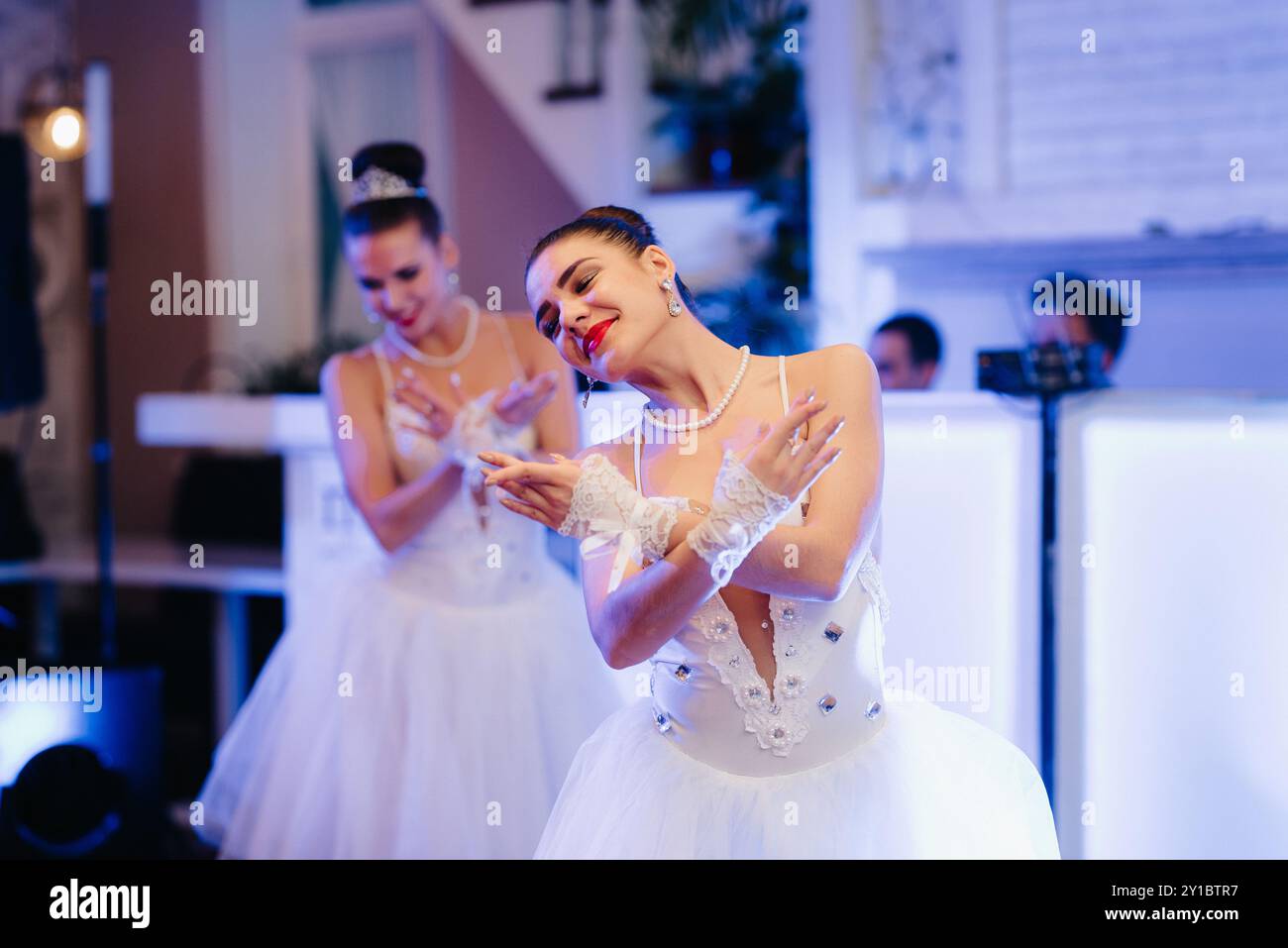 performance of a show-ballet of a dance group of actors in bright ...