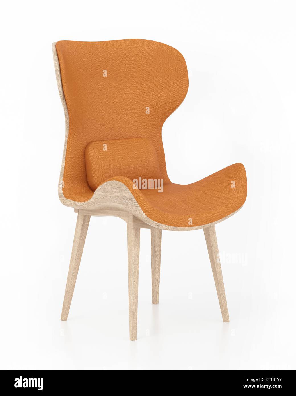 Modern orange chair isolated on white background. 3D illustration Stock ...