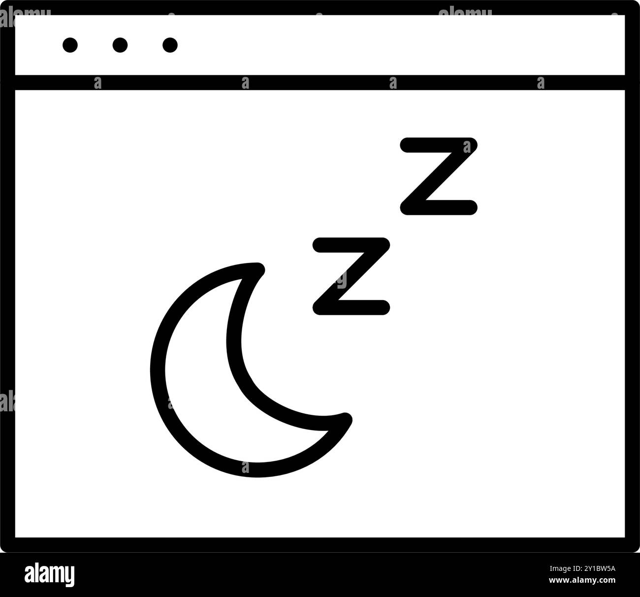 Crescent moon and zz sleep symbols in web browser. Dark mode, night ...