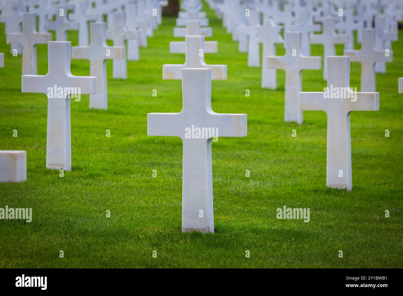 View of the american cemetery at Omaha beach. Colleville-sur-mer ...