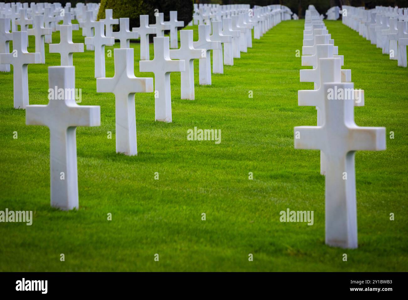 View of the american cemetery at Omaha beach. Colleville-sur-mer ...