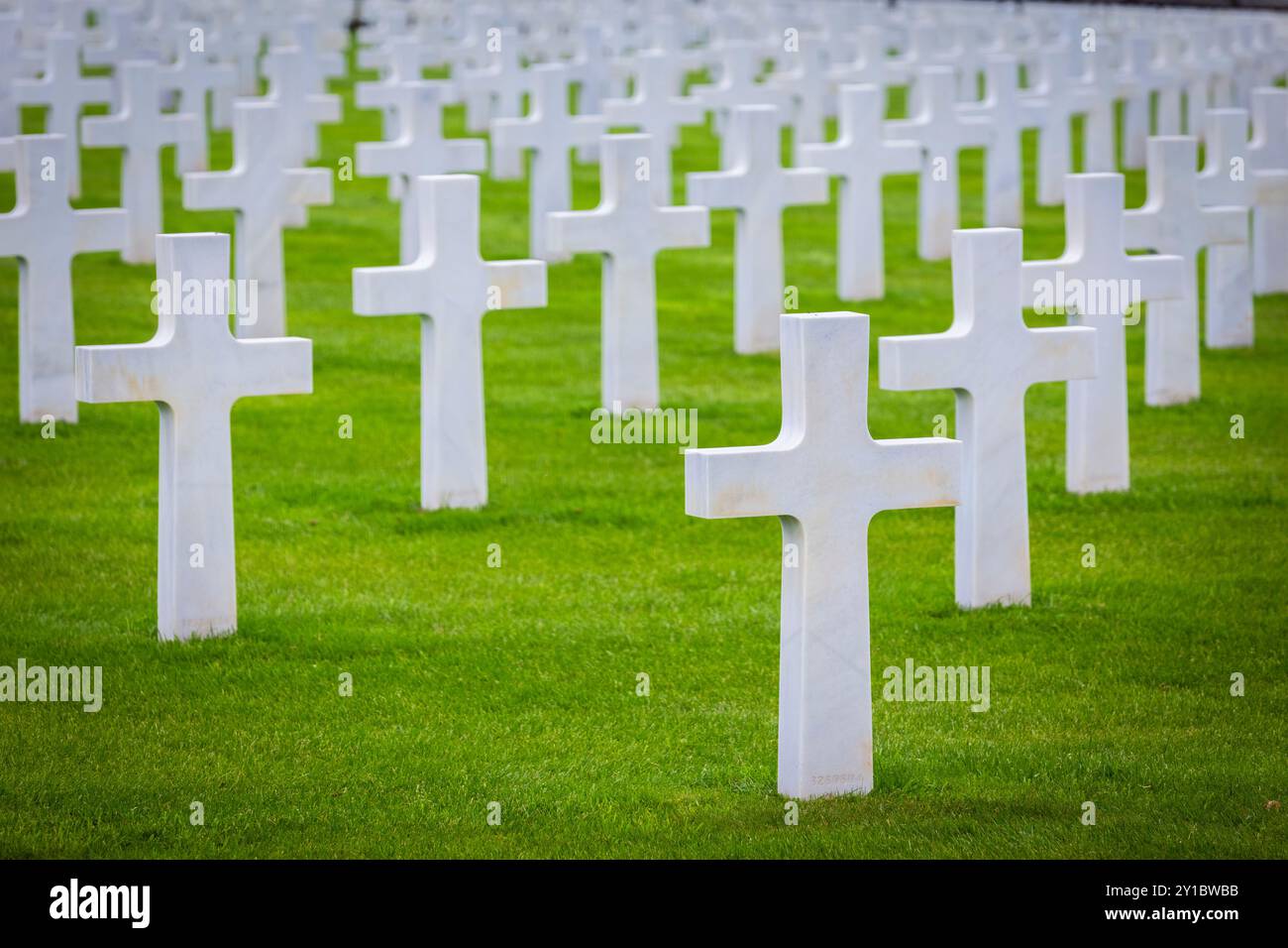 View of the american cemetery at Omaha beach. Colleville-sur-mer ...