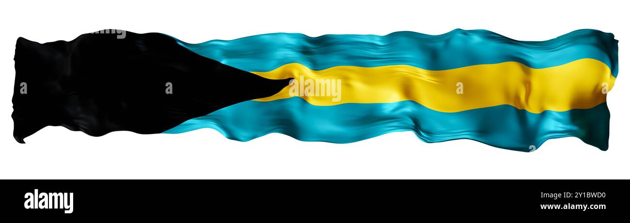 Stylized flag of Bahamas waving in the wind, isolated on white ...