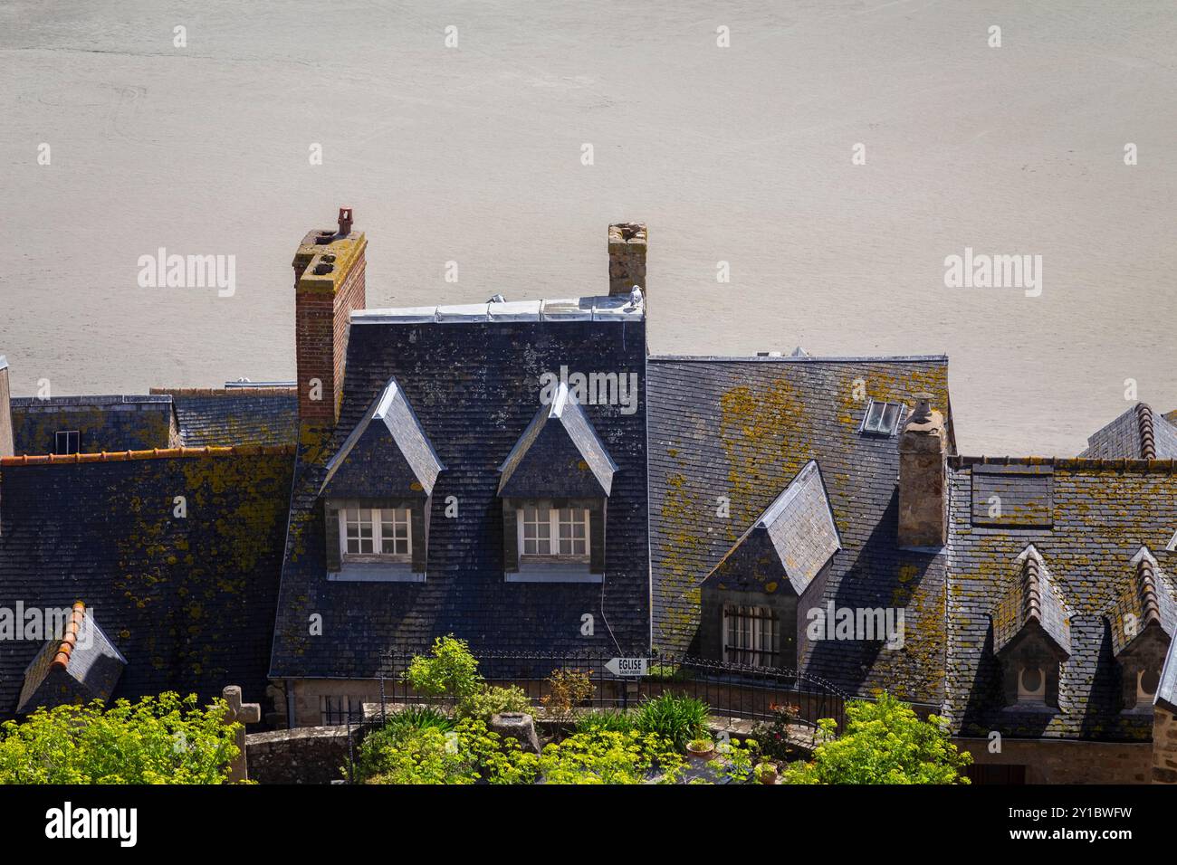 View of the inner part of Le Mont Saint Michel medieval town. Normandy ...