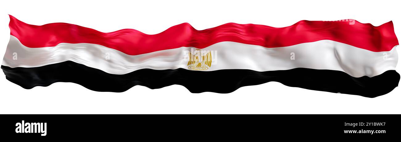 Stylized flag of Egypt, waving in the wind, isolated on white ...