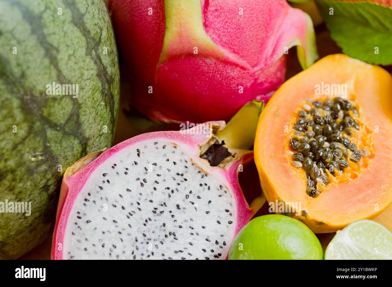 Set of tropical fruits. Shallow DOF Stock Photo - Alamy
