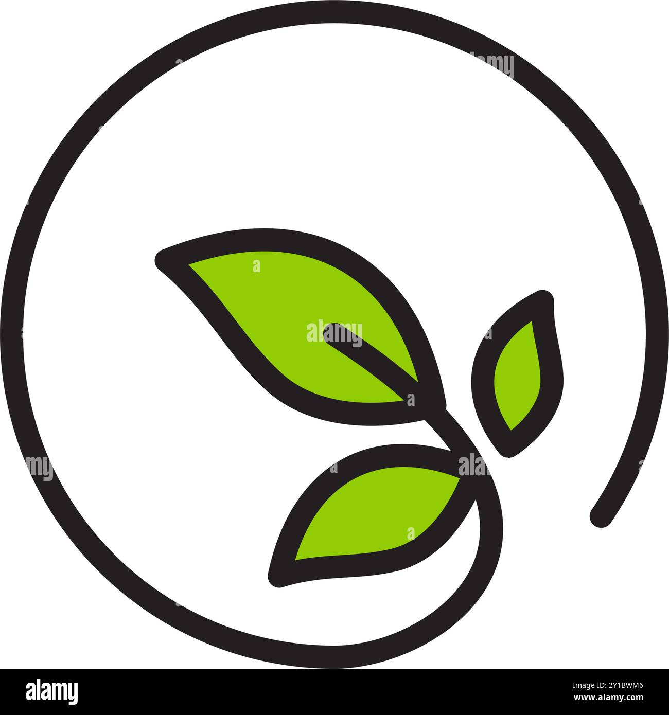 Icon flat circle leaf ecology, nature go green and save earth. Editable ...