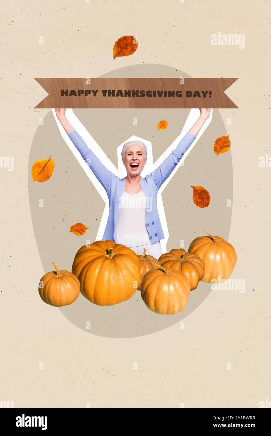 Sketch image composite 3D collage of autumn thanksgiving day tradition ...
