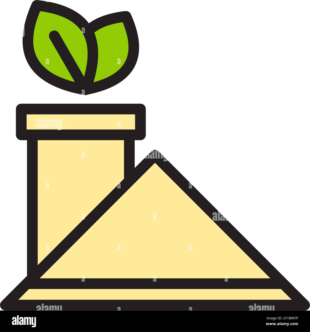 Icon flat rooftop and chimney with leaf ecology, nature go green and save earth. Editable file ...