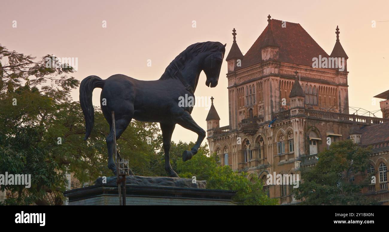 Black Bronze Kala Ghoda Statue, Horse Statue In Downtown Of Mumbai ...