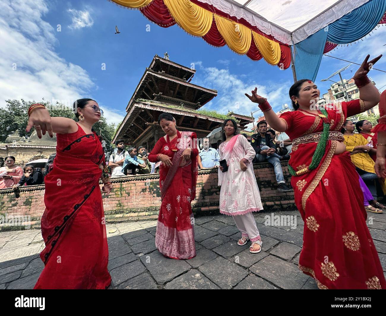 September 6, 2024: Nepali women dance in celebration of the Teej ...