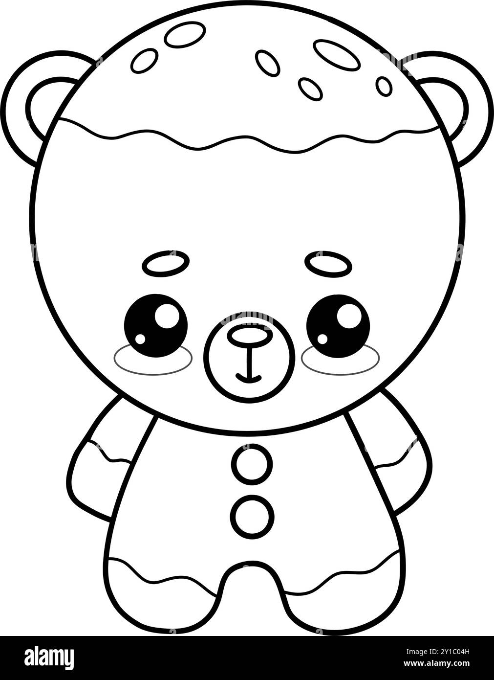 Outline Christmas gingerbread bear. Cute Festive sweet kawaii cartoon ...