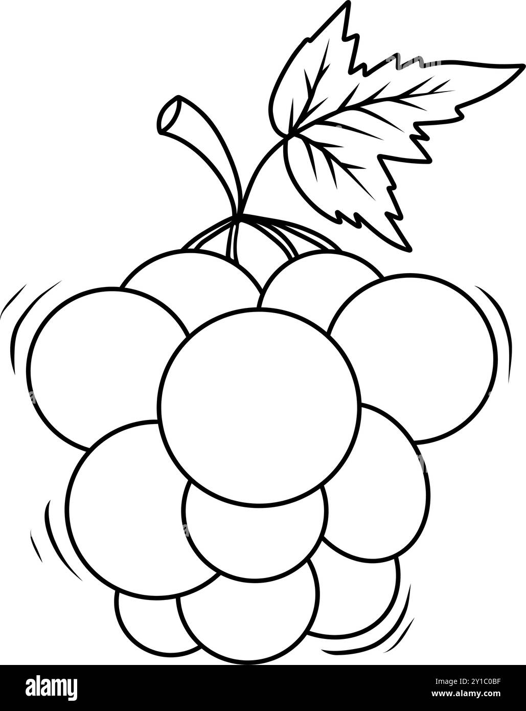 Outline stroke Bunch grapes with leaf. Seasonal berry. Line drawing ...
