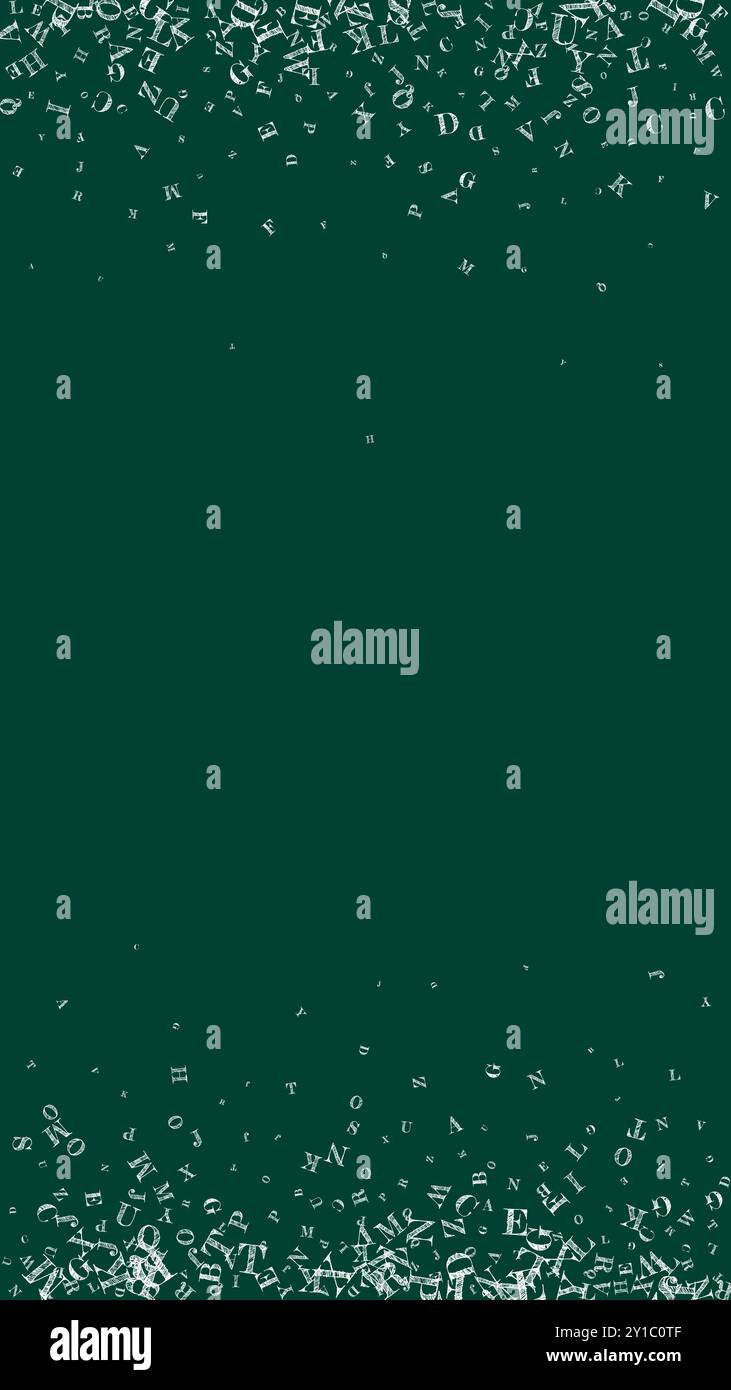 Concept of school background. White chalk falling letters of English ...