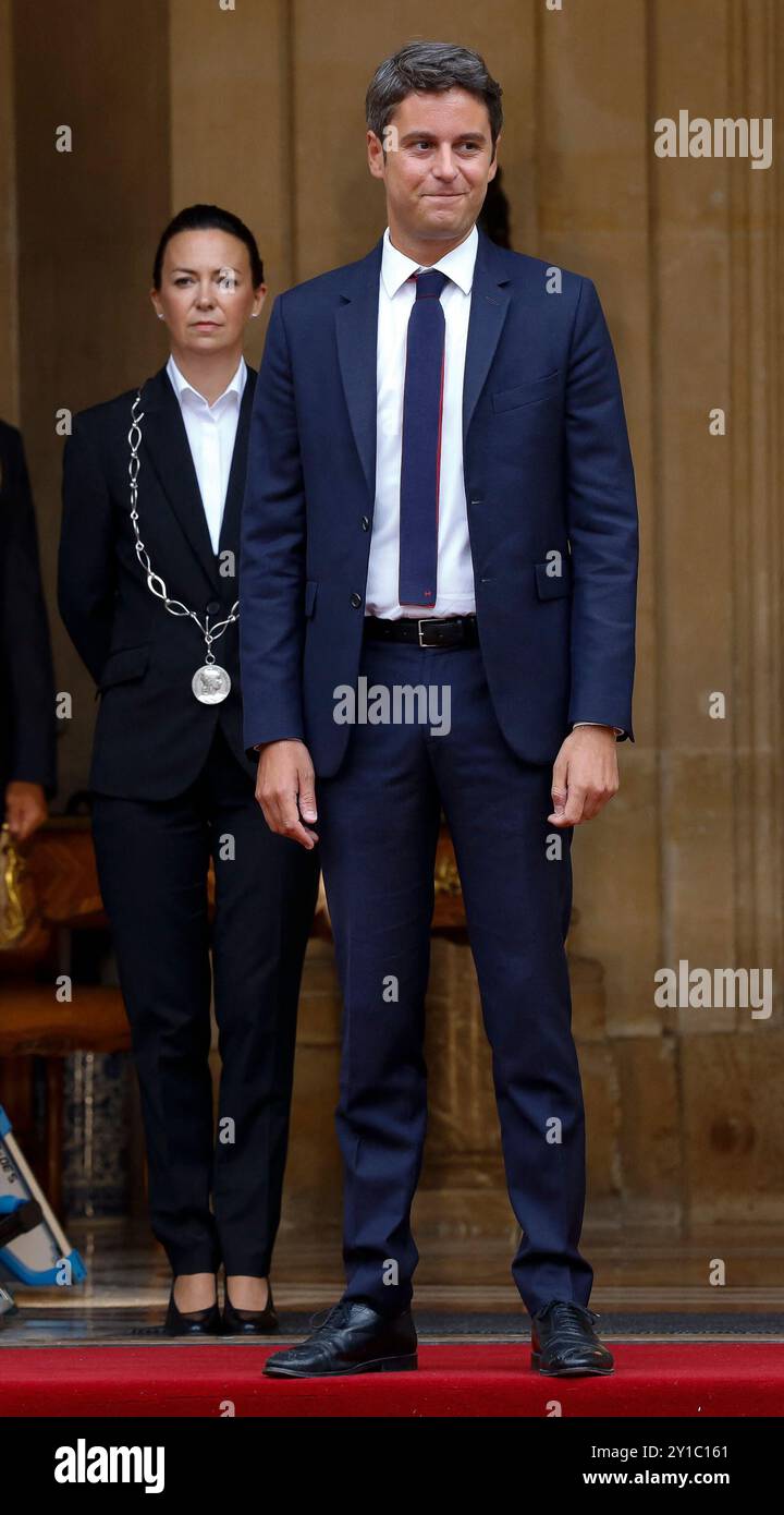 Paris, France. 05th Sep, 2024. French outgoing Prime Minister Gabriel ...