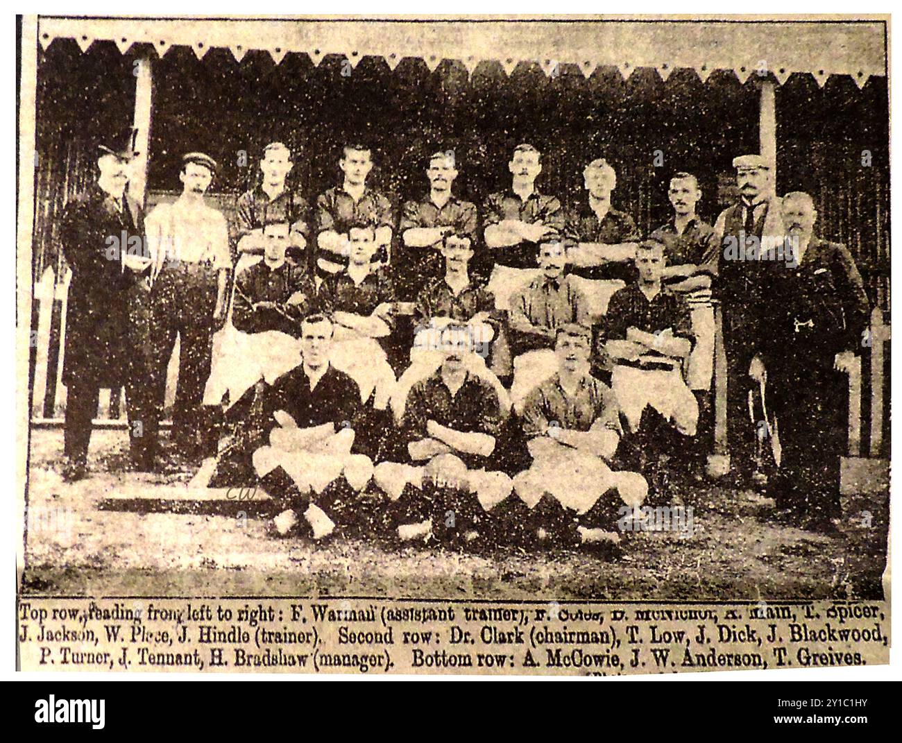 A 1901 press cutting showing members and players of Woolwich Arsenal ...