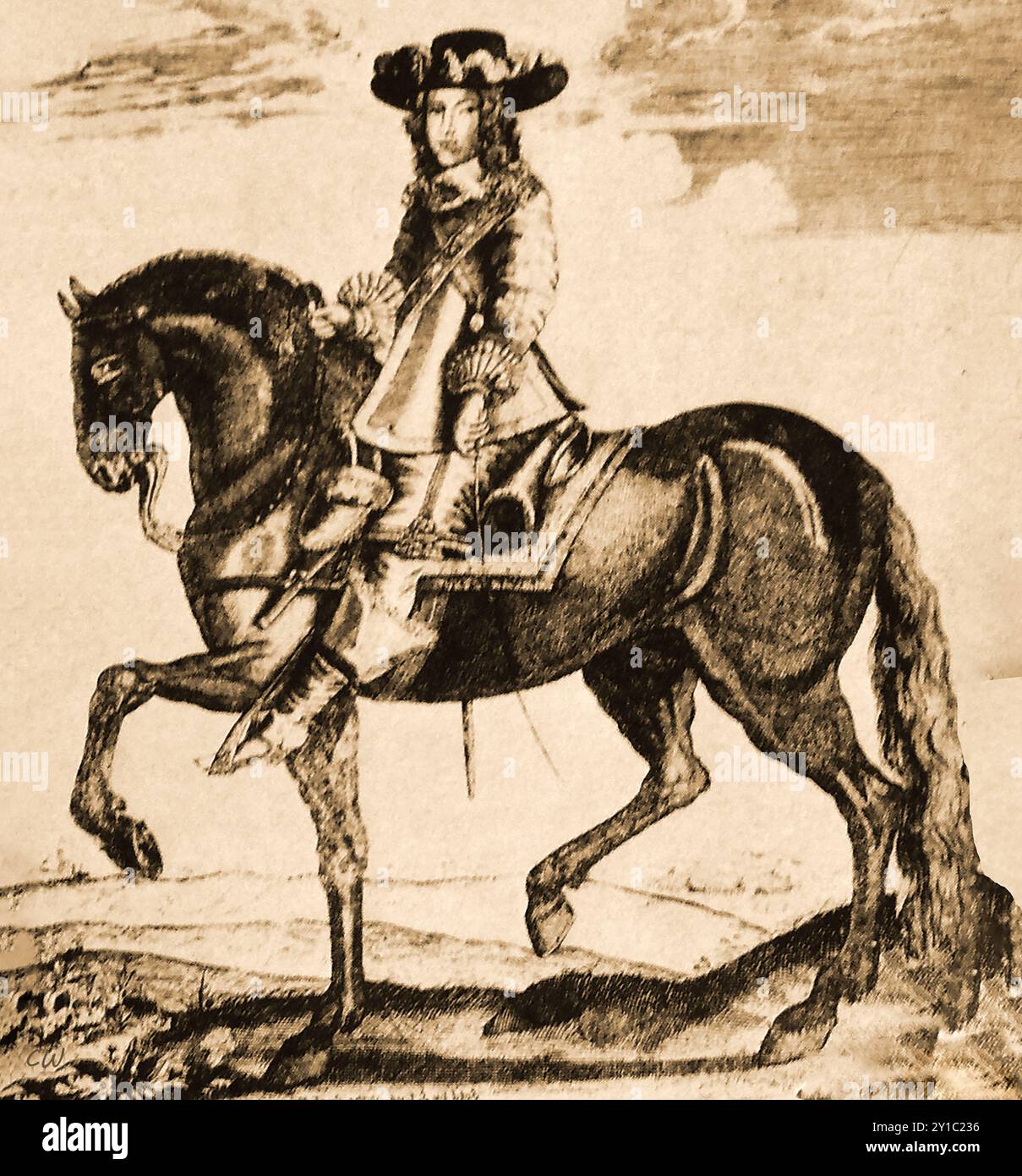 An early portrait of James, Duke of Monmouth ( 1649 – 1685) riding his ...