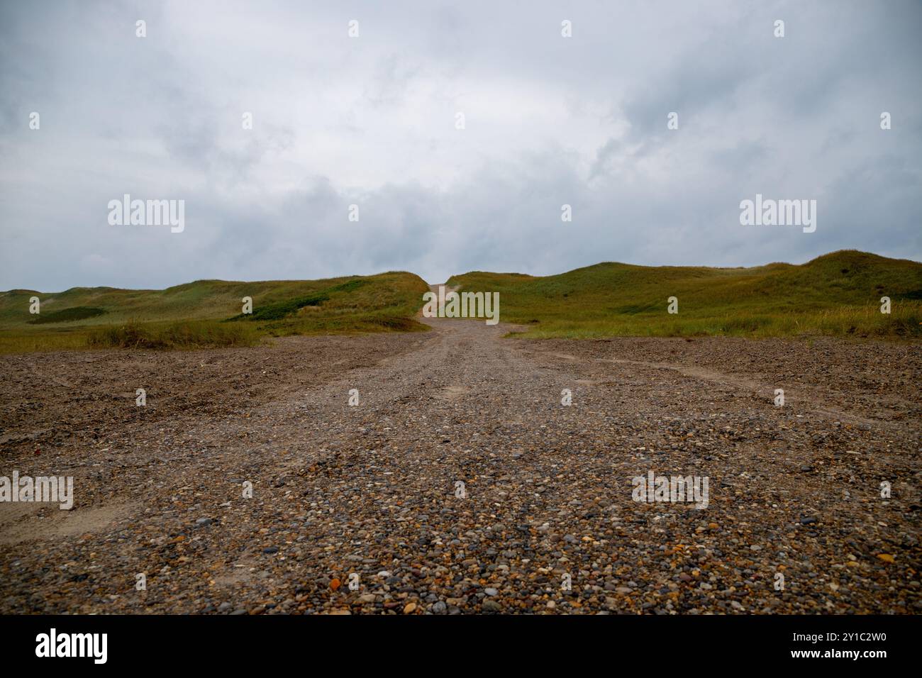 Wet gravel path up to a dune path in Denmark Stock Photo - Alamy
