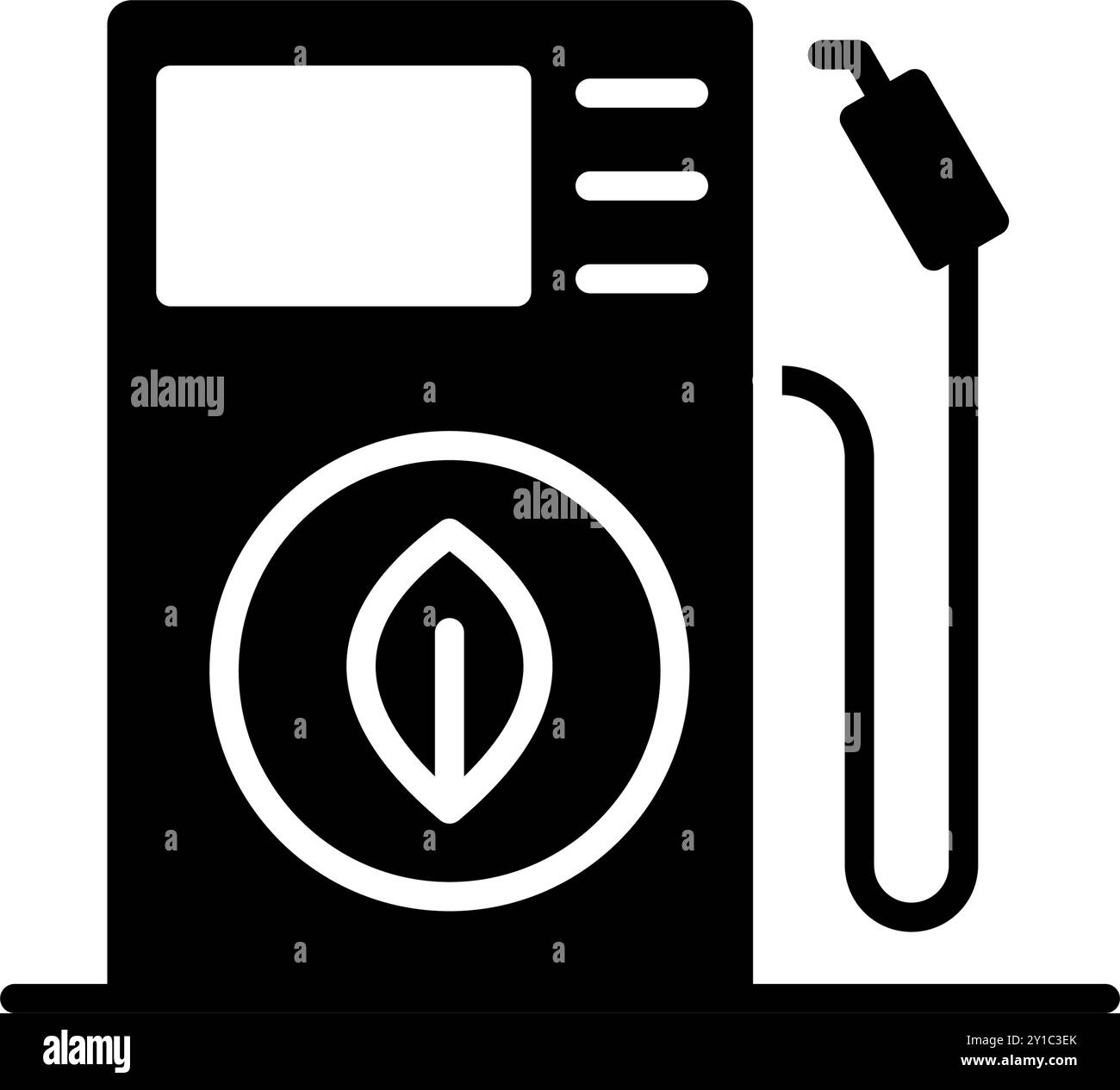 Icon solid glyph gas station leaf ecology, nature go green and save ...