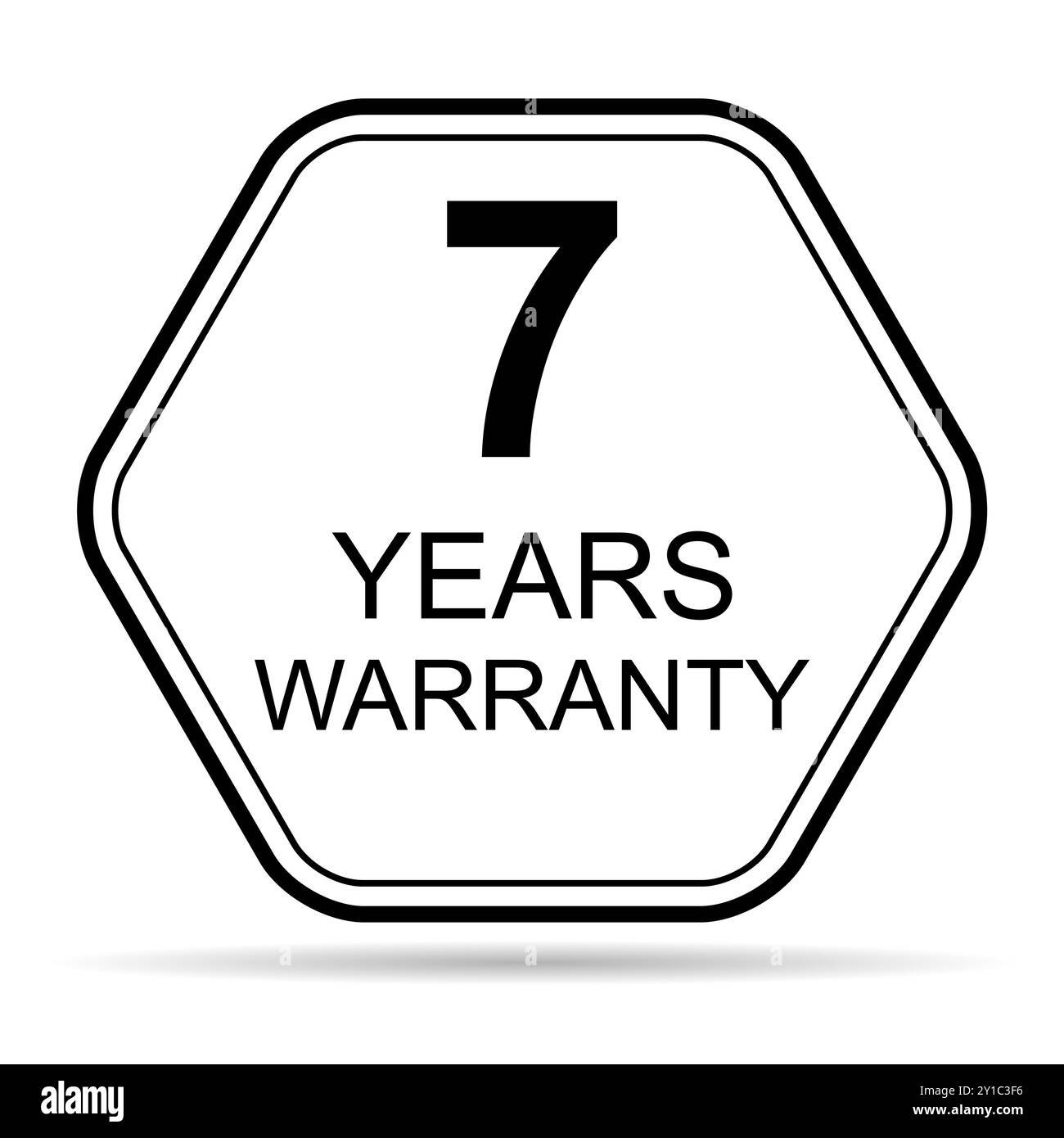 Seven years warranty shadow icon, badge seal guarantee certificate ...