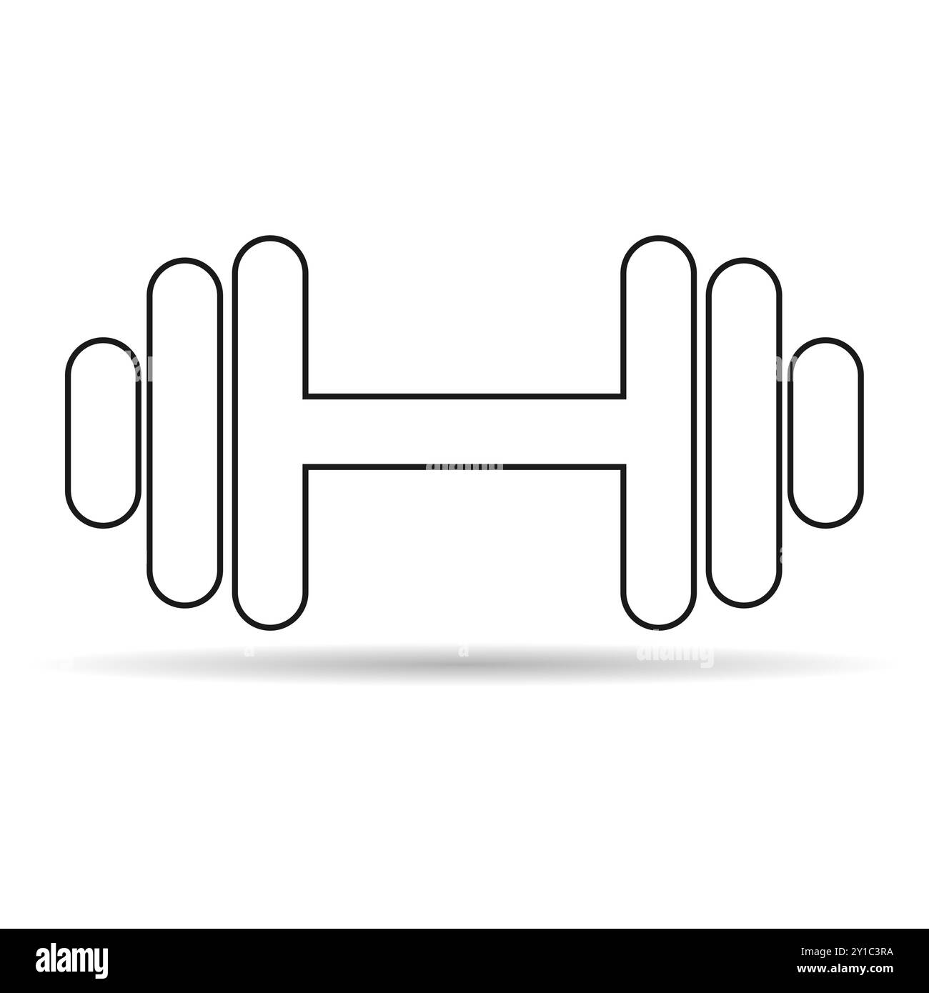 Fitness weight shadow icon, dumbbell design web button vector ...