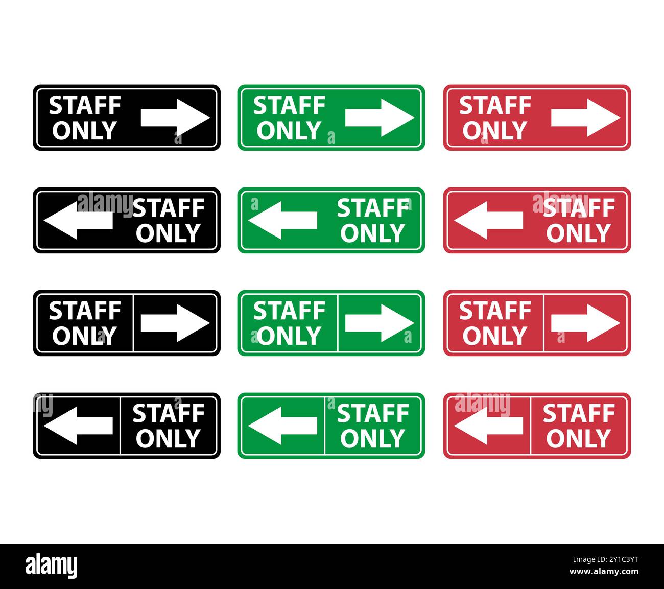 Set of Only staff icon, danger zone symbol, safety entry person sign ...